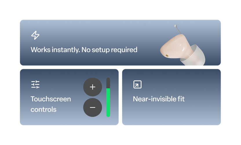 Atom X | Touchscreen hearing aid – Audien Hearing